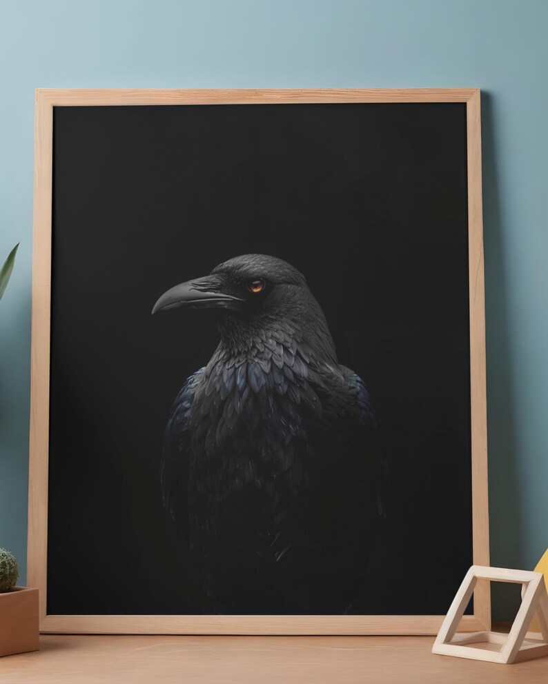Raven Wall Art – Dark Minimal Masculine Decor | Stoic Crow Poster ...