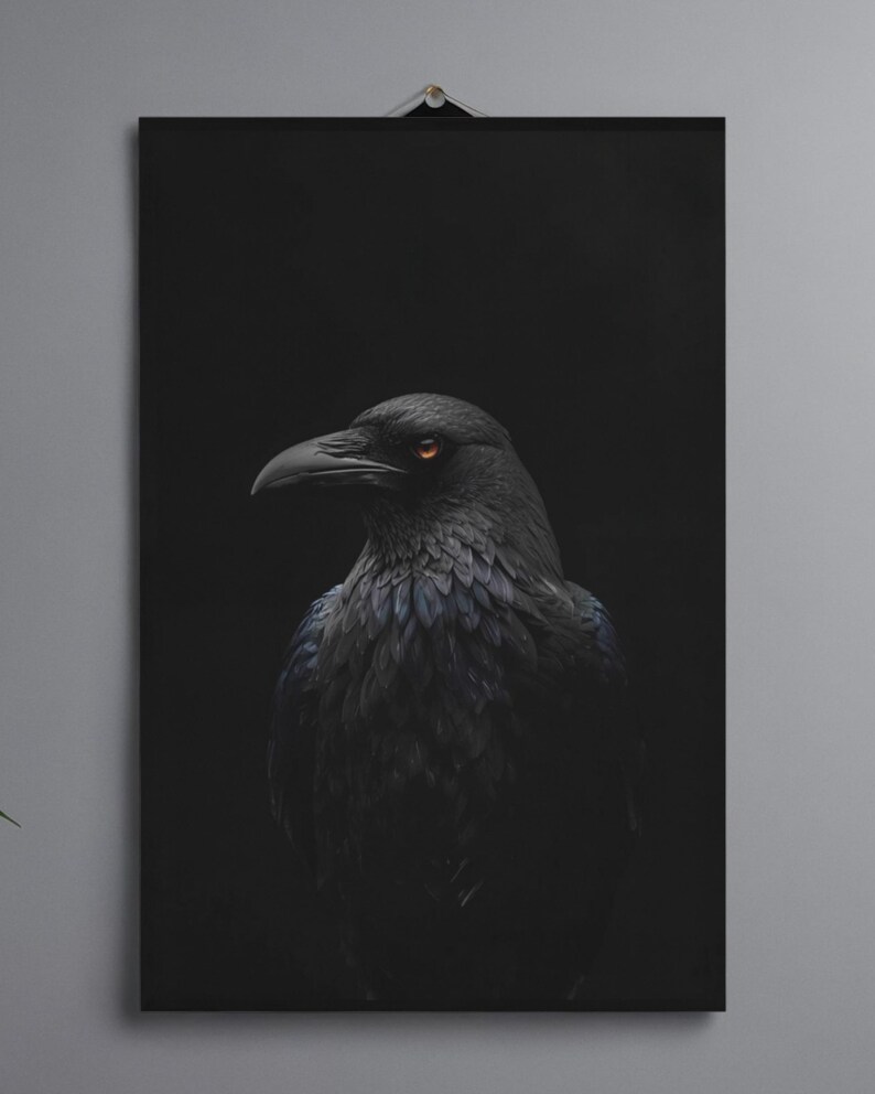 Raven Wall Art – Dark Minimal Masculine Decor | Stoic Crow Poster ...