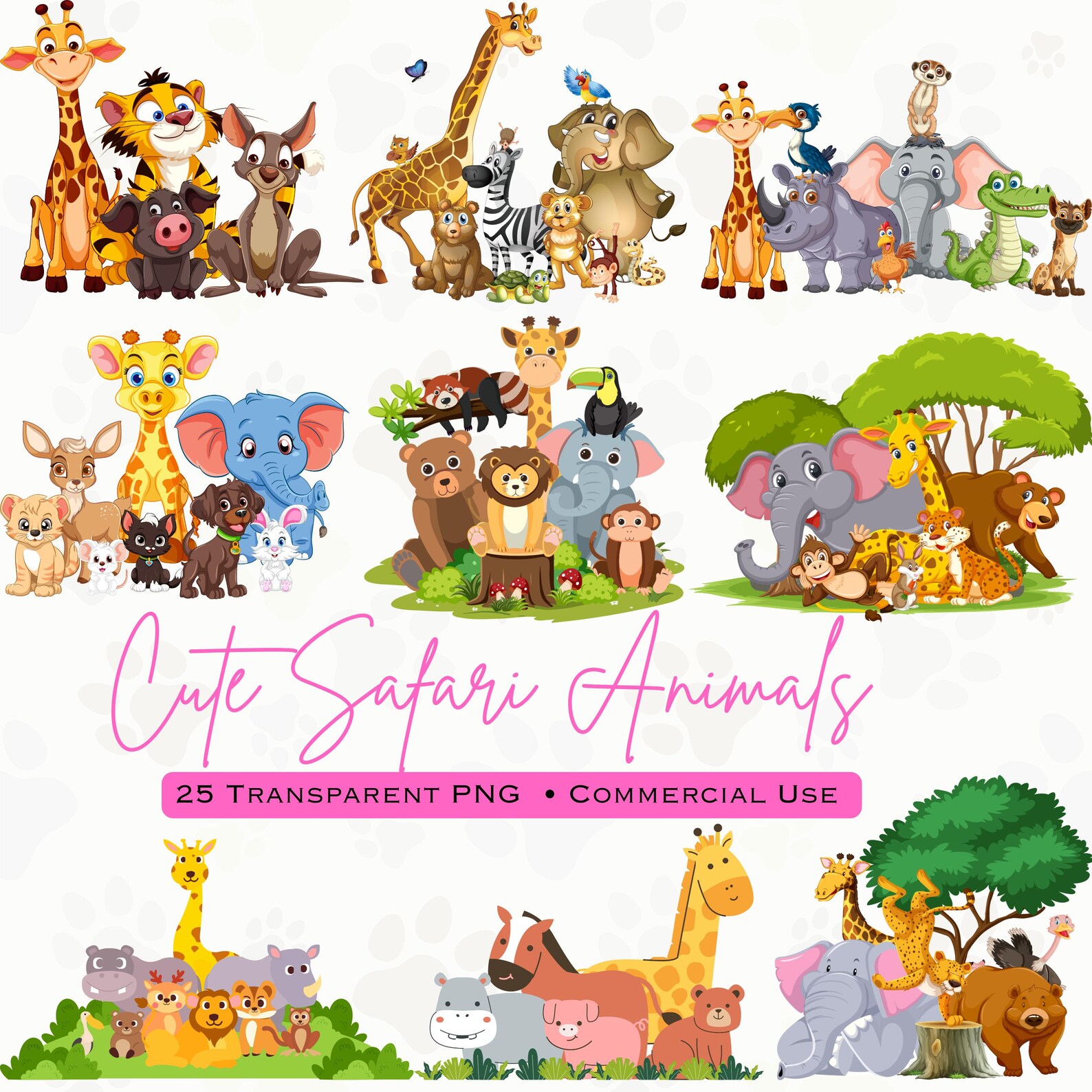 Safari Animals SVG Bundle, Safari Animals Layered Svg, Jungle Animals ...