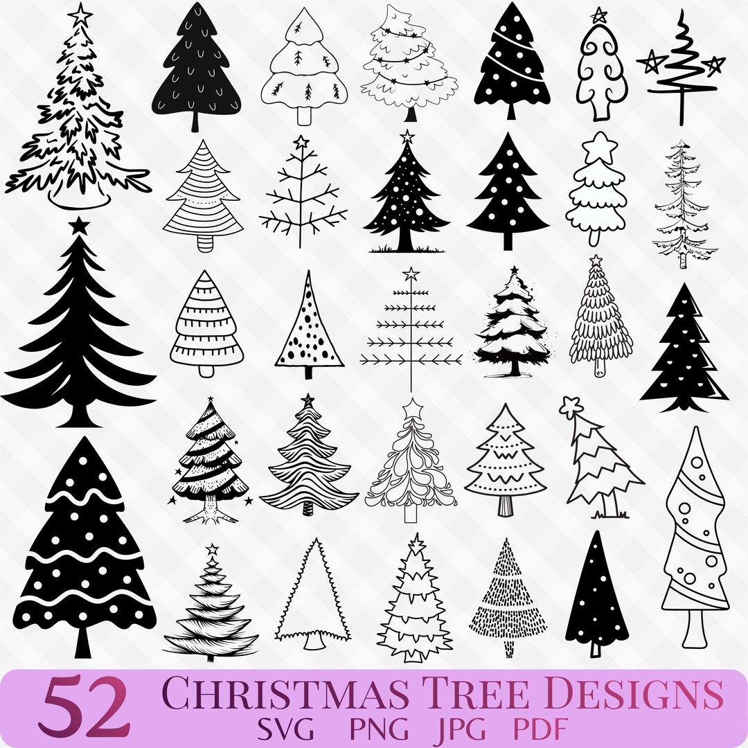 Christmas Tree SVG Bundle, Festive Clipart Designs (digital Download ...