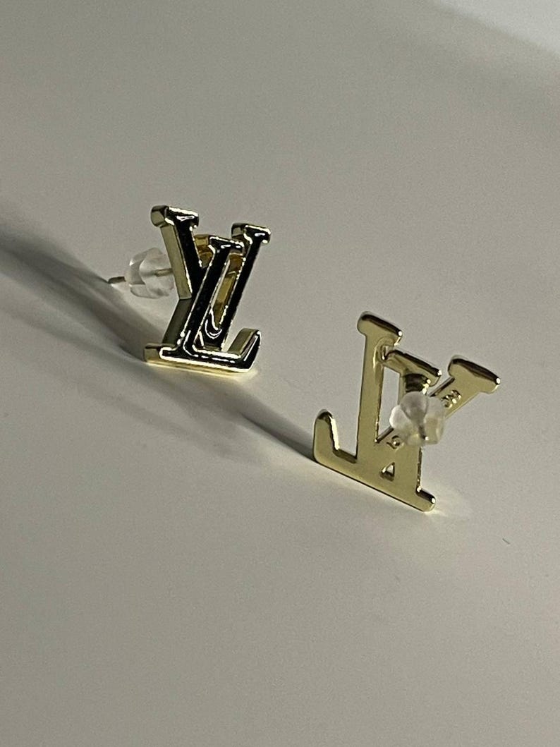 Louis Vuitton Gold LV Stud Earrings - Etsy