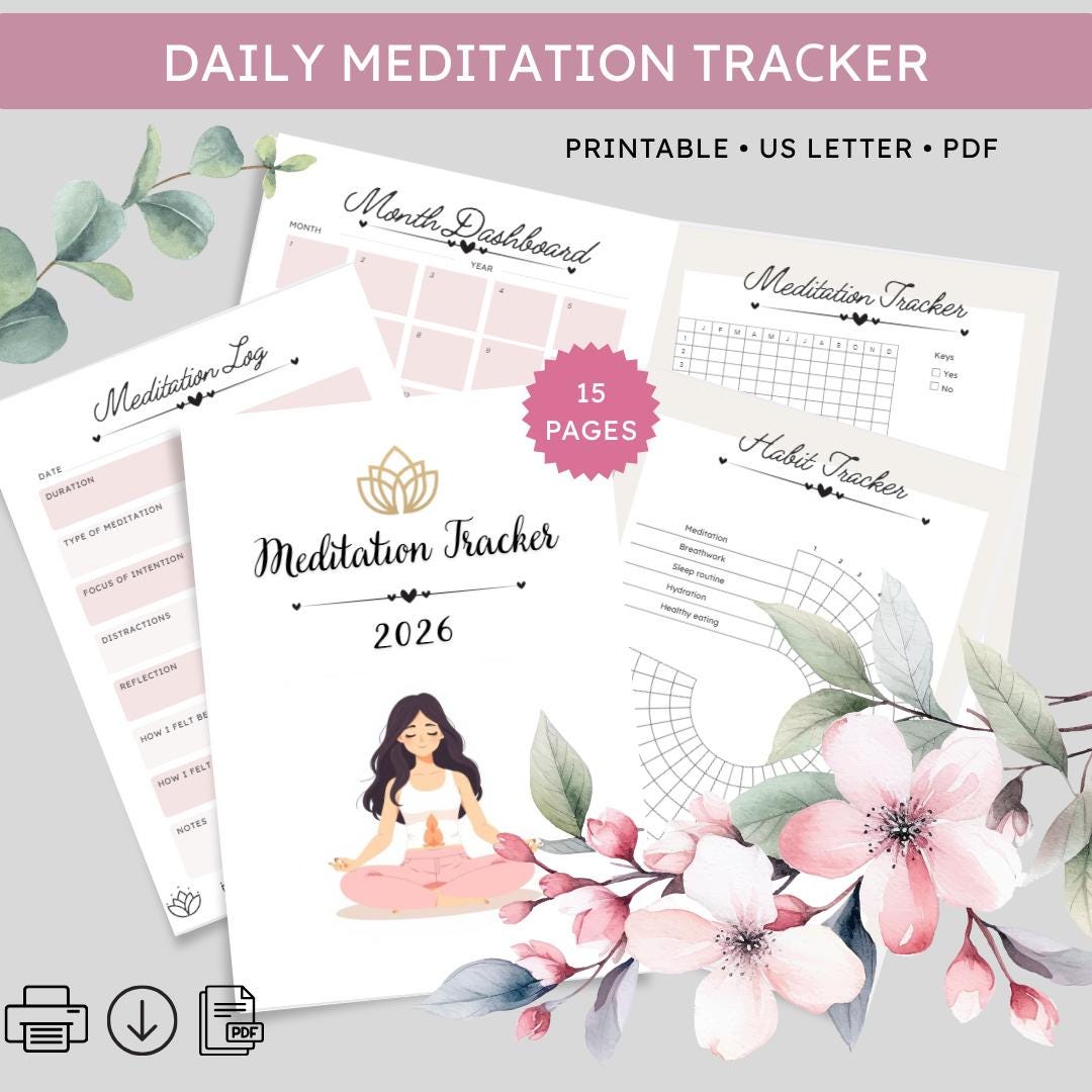 Daily Meditation Tracker – Printable Mindfulness Planner (2026) - Etsy