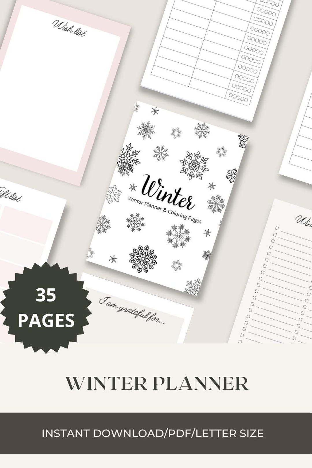 Winter Printable Planner 2026 | Christmas Planner + Relaxing Mandalas ...