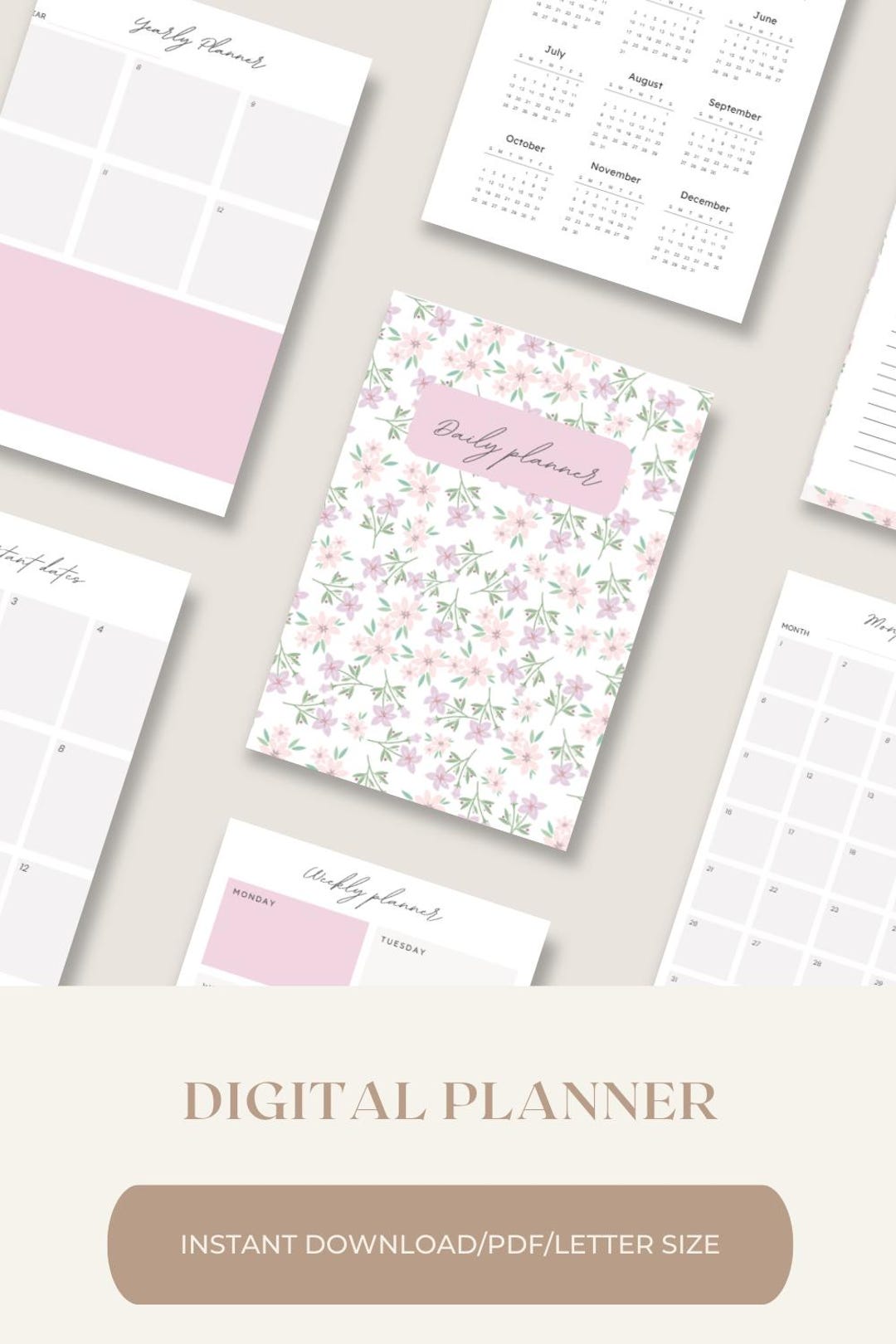 Minimalist Floral 2026 Planner: Printable Daily, Weekly, Monthly PDF - Etsy
