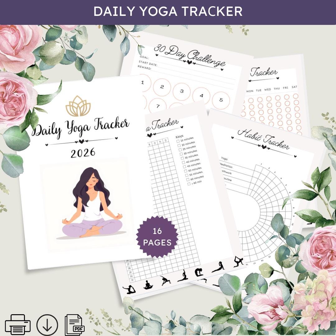 Daily Yoga Tracker 2026 — Printable Yoga Planner for Mindful Practice ...