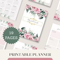 Monthly Planner Printable, Monthly Organizer, Monthly Goals, Digital to ...