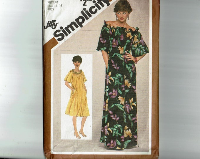 70s Sewing Pattern Dress Muu-muu Style Loose Fitting Dress Size 14-16 ...