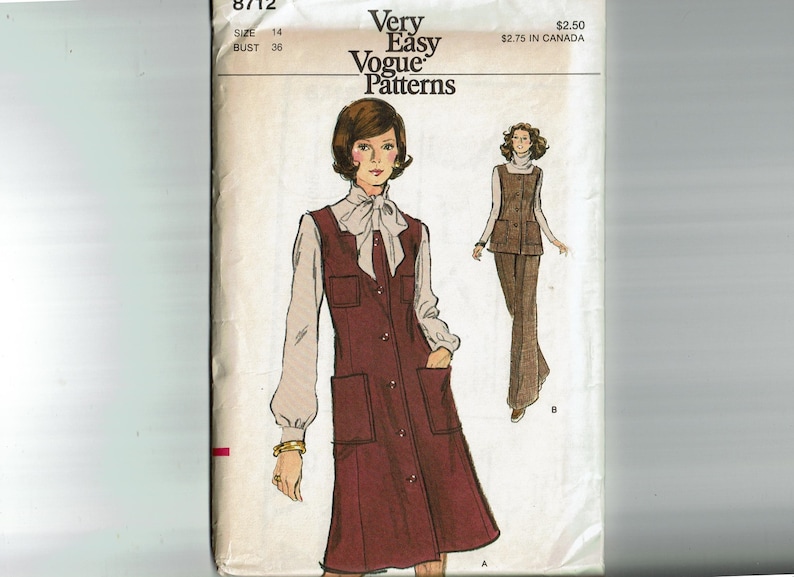 70s Very Easy Vogue 8712 Size 14 Bust 36 Uncut Vintage Sewing - Etsy