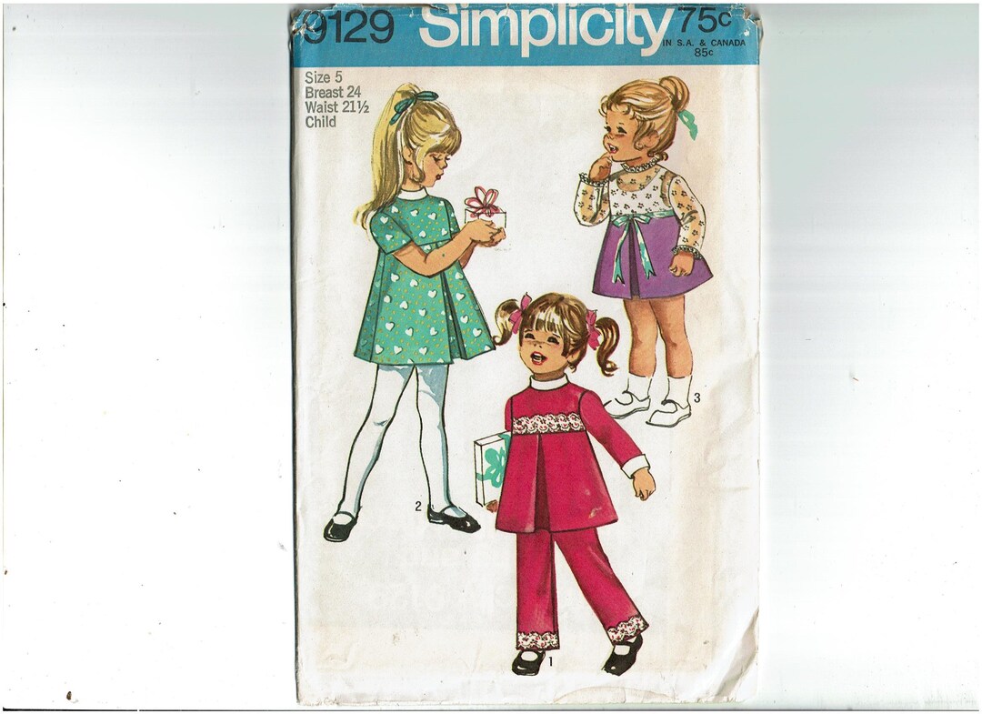 Dress and Pants 1970s UNCUT Vintage Sewing Pattern Little Girls Size 5 ...