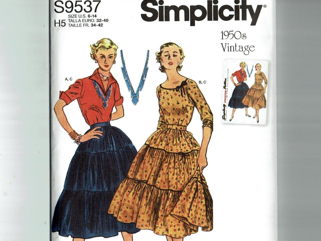 Simplicity Pattern Blouses and Skirt 1950's Vintage UNCUT Sewing ...