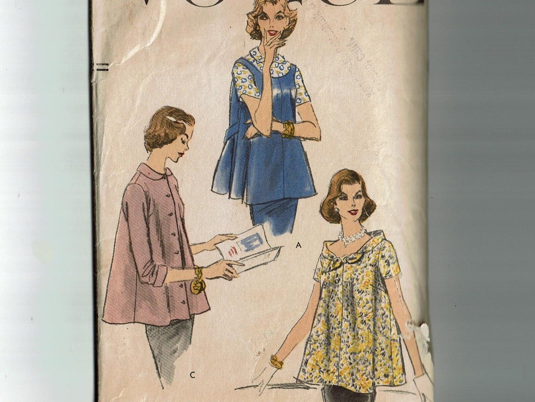 1950s Vintage Maternity Blouse Sewing Pattern Size 12 Bust 32 Vogue ...