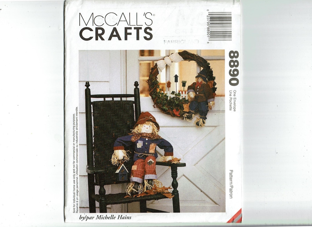 Fall Decorations UNCUT Sewing Pattern Mccalls Crafts 8890 Scarecrow and ...