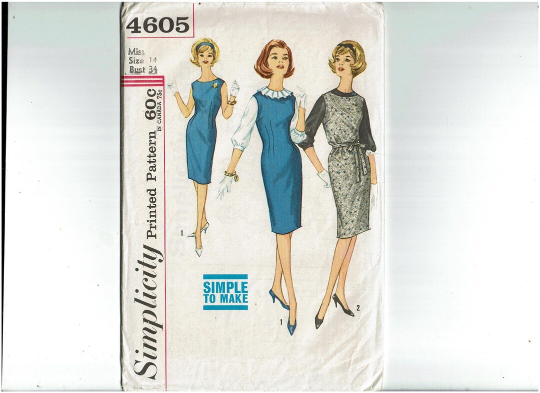1960s UNCUT Vintage Sewing Pattern Size 14 Bust 34 Jumper and Blouse ...