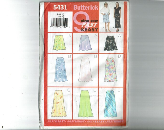 Sewing Pattern UNCUT Skirts With Variations 9 Sew Fast & Easy Butterick ...