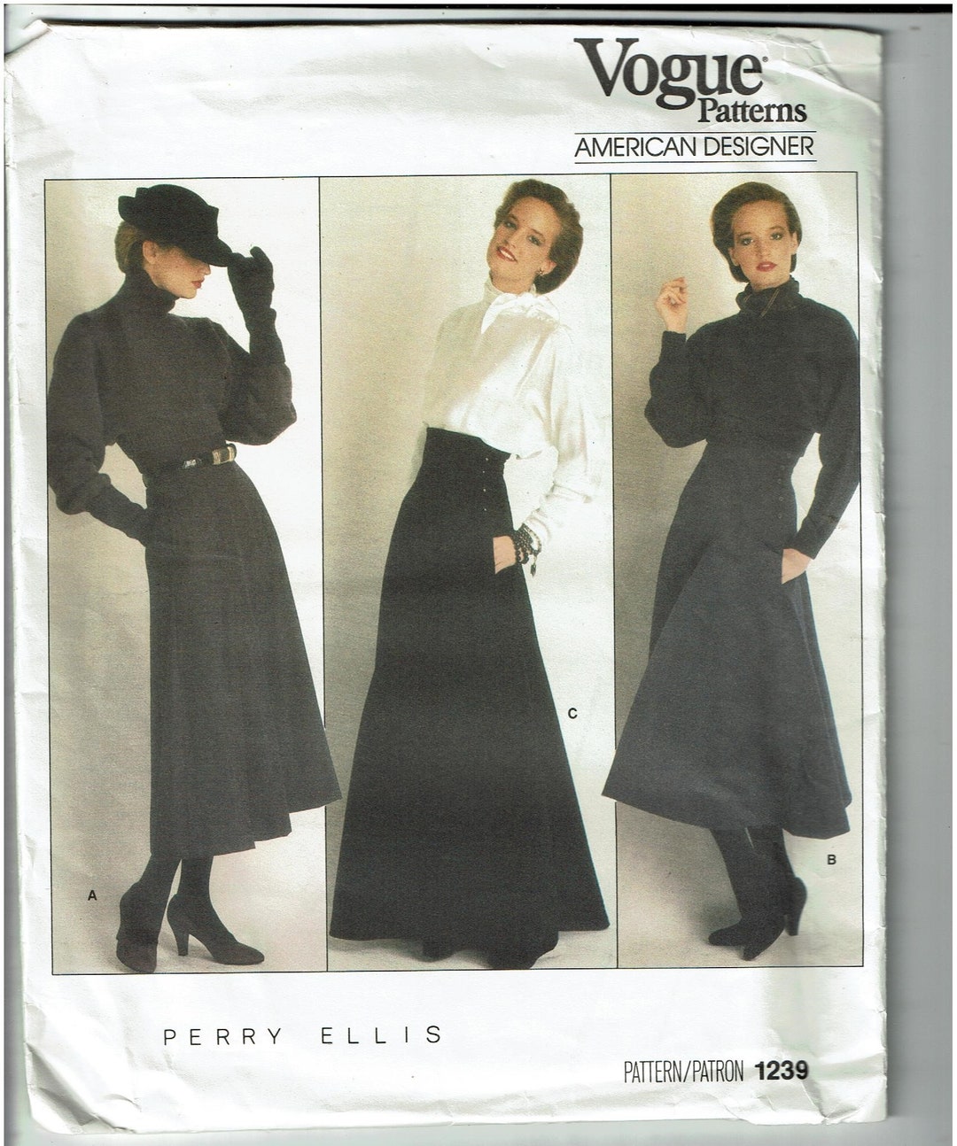 Perry Ellis Vogue 1239 American Designer Size 12 1980's Skirt Uncut ...