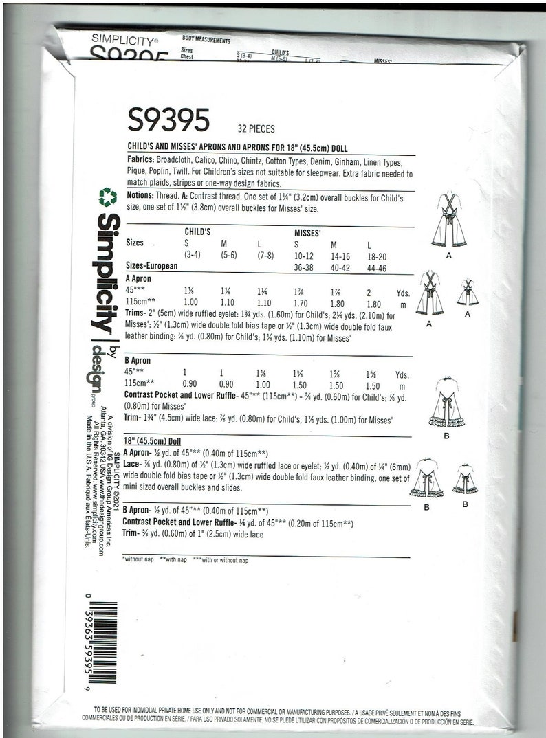 UNCUT Sewing Pattern Simplicity 9395 Child's and - Etsy