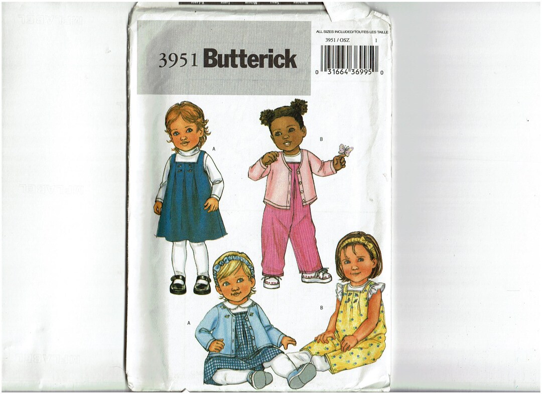 Baby Infant Uncut Sewing Pattern Butterick 3951 Cardigan Jumper Panties ...