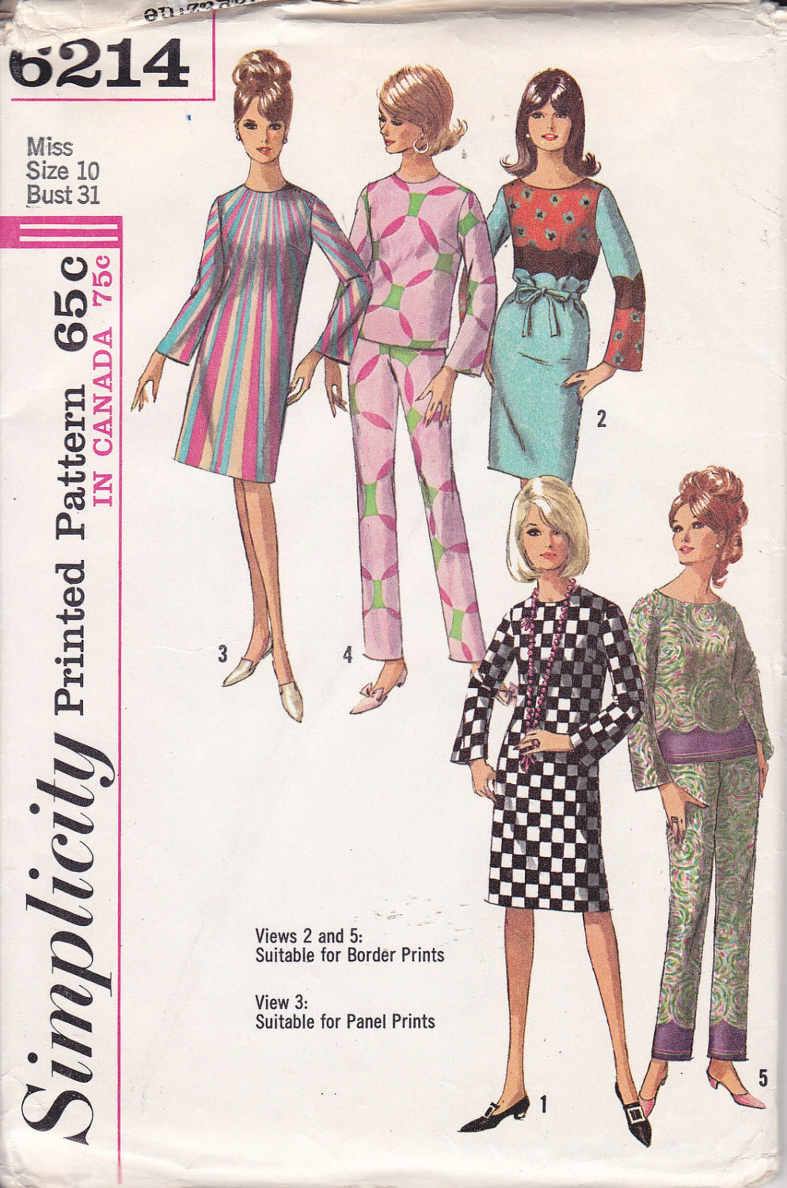 Simplicity 6214 Sewing Pattern for Border or Panel Prints Size 10 Slim ...