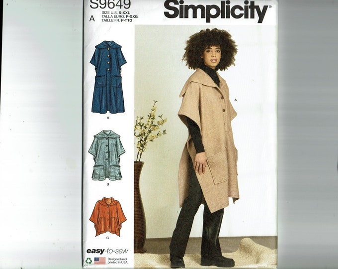 Uncut Sewing Pattern Ponchos Simplicity 9649 Sizes S-XXL - Etsy