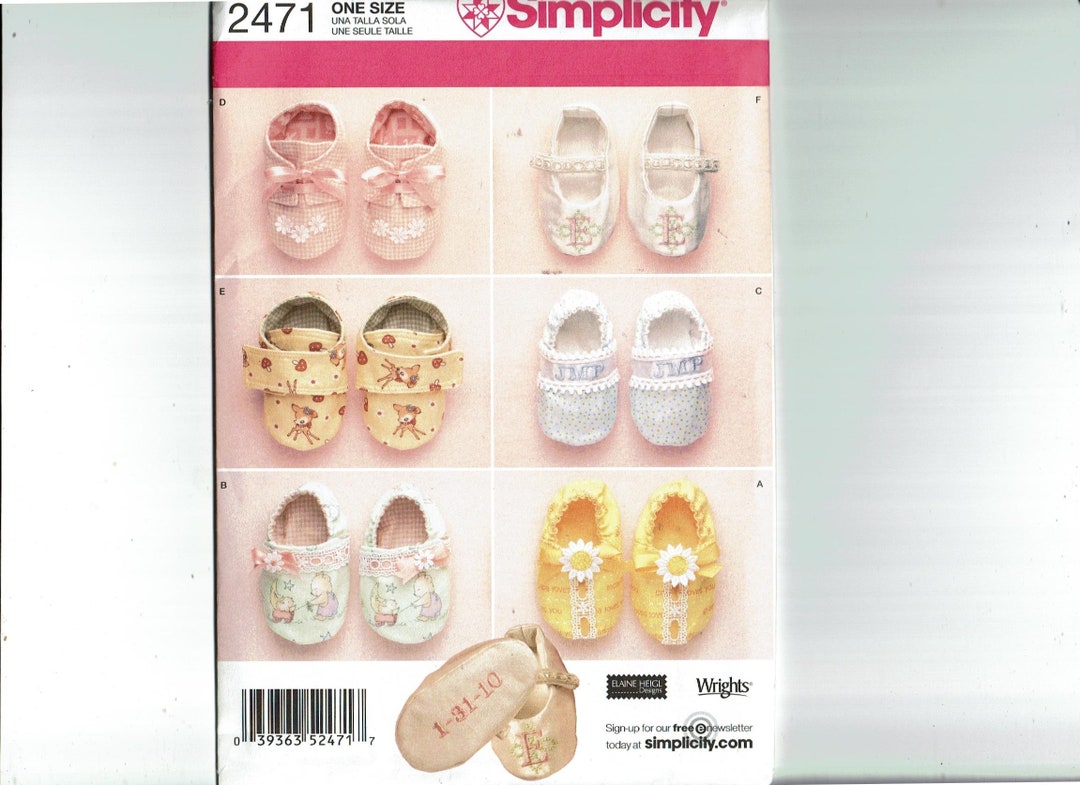 Baby Shoes UNCUT Simplicity 2471 Sewing Pattern Out of Print Elaine ...
