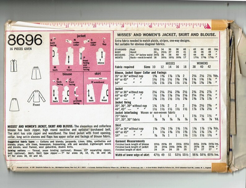 1970s Sewing Pattern Misses Blouse, Jacket, Skirt UNCUT Sewing Pattern ...