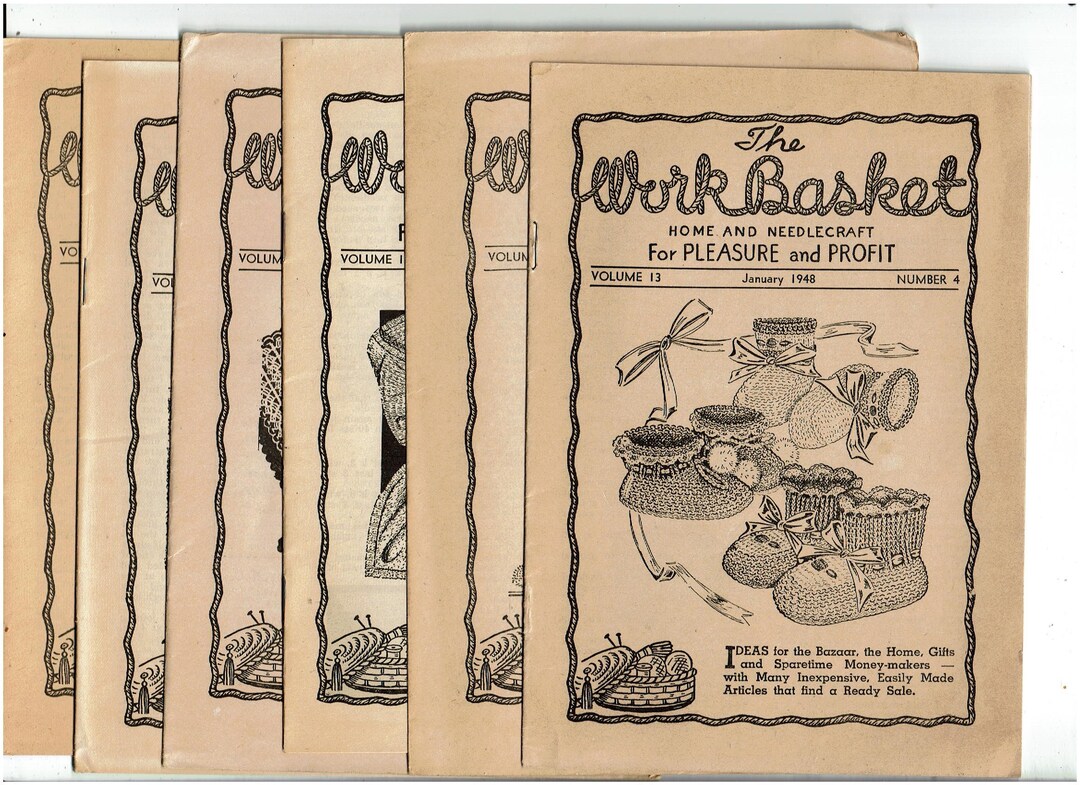 6 Work Basket Booklets 1940s Crochet Home and Needlecraft for Pleasure ...
