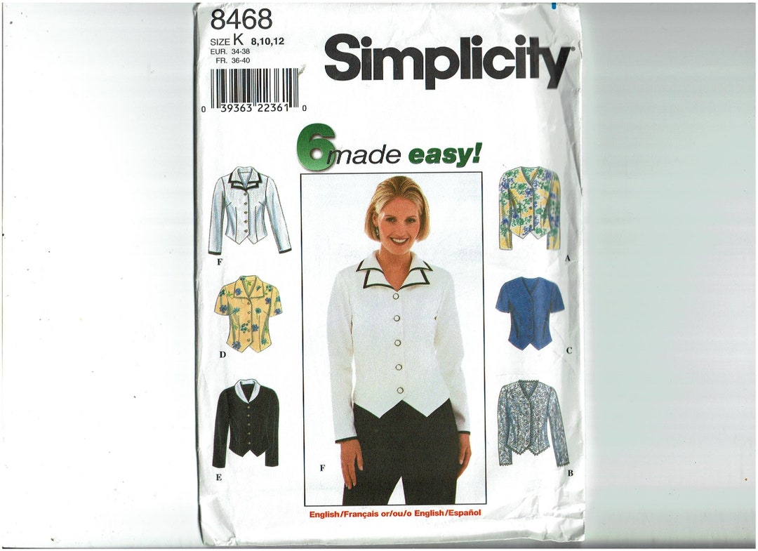 Simplicity 8468 8 10 12 Uncut Sewing Pattern 6 Made Easy Blouse - Etsy