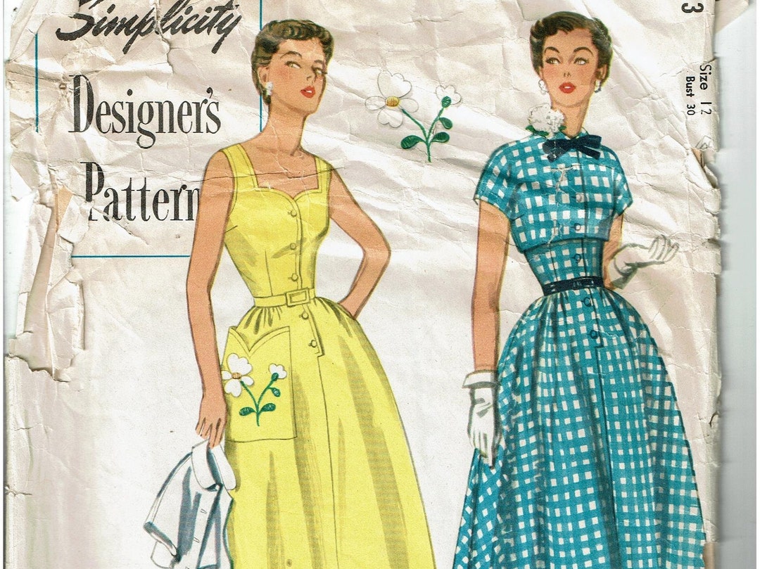 1950s 50s Rockabilly Sun Dress & Bolero Jacket Vintage Sewing Pattern ...