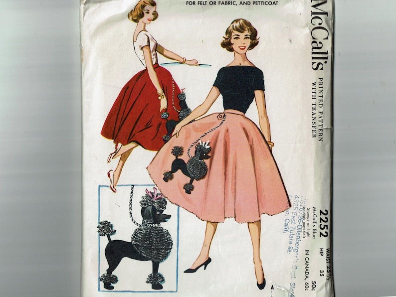1950s Poodle Skirt and Petticoat Sewing Pattern Mccalls 2252 - Etsy