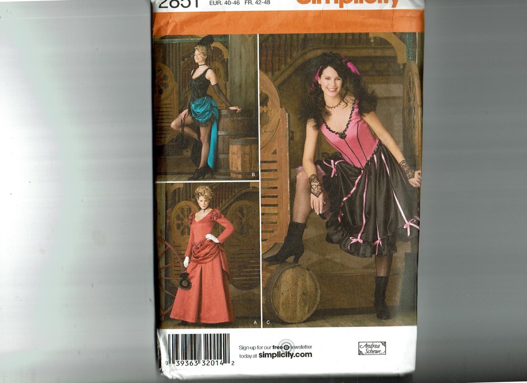 Costumes Steampunk Bustier Skirt Saloon Girls Western Uncut Sewing ...