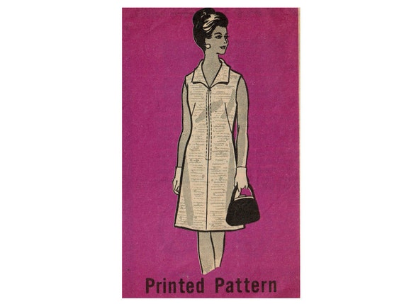 Vintage Sewing Pattern Zipper Front Dress With Collar Misses | Etsy