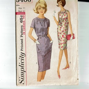 1960s Dress Vintage Sewing Pattern Bust 32 Size 12 Simplicity 5406 - Etsy
