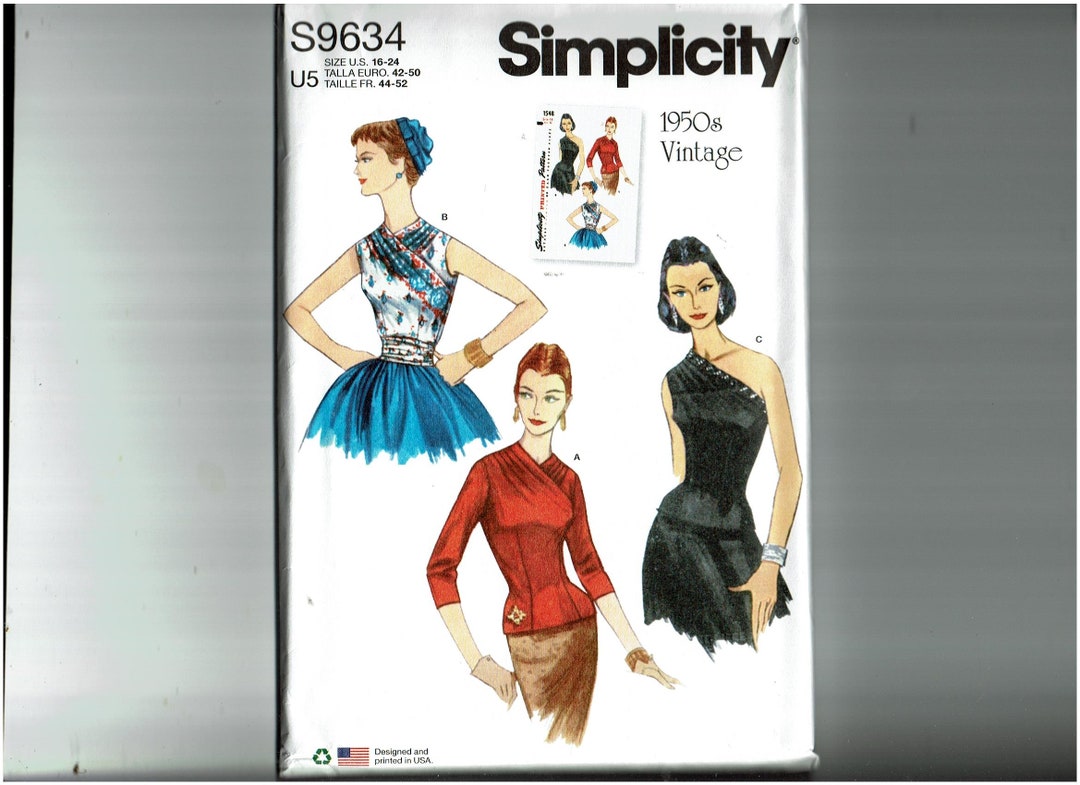 Simplicity 9634 UNCUT Sewing Pattern Blouses and Cummerbund Sizes 6 -14 ...