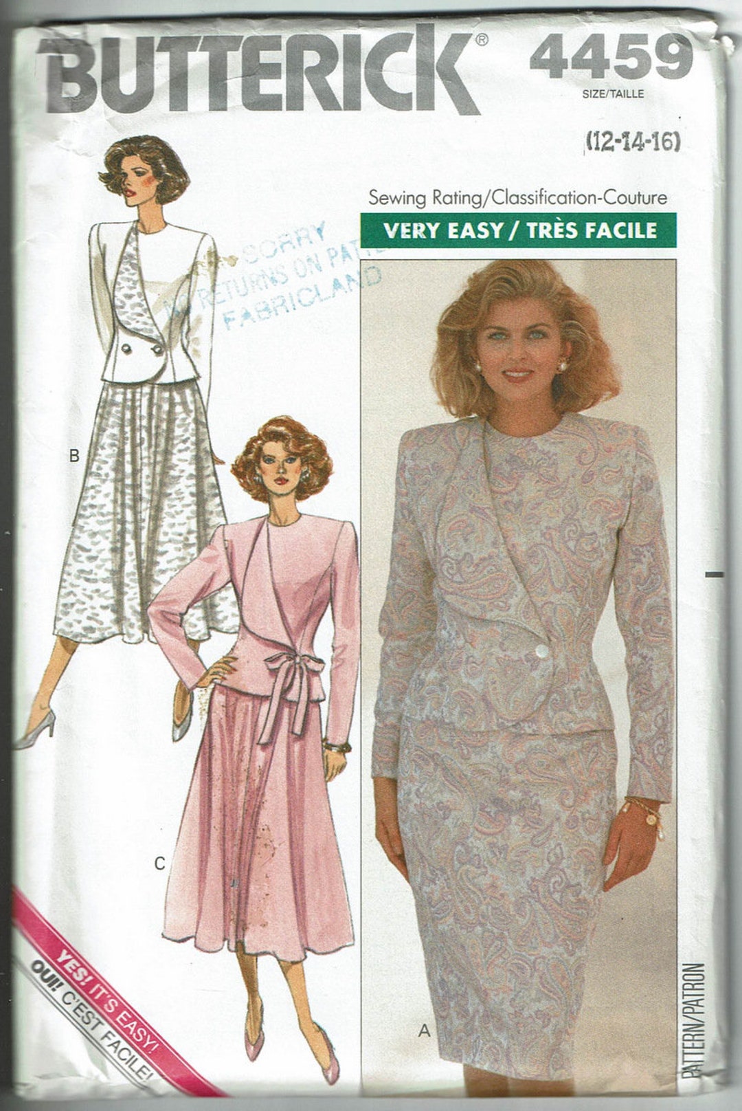 Top and Skirt Wrap Top Very Easy UNCUT 1980s Sewing Pattern Sizes 12 14 ...