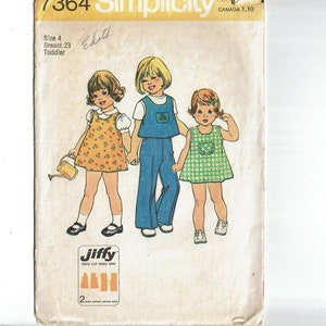 1970s Little Girls Size 4 Breast 23 Toddlers' Jiffy Dress Top and Pants ...