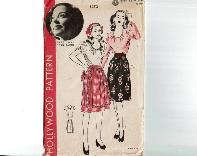 1940s Hollywood Sewing Pattern 1272 Size 14 Bust 32 Blouse and Skirt ...