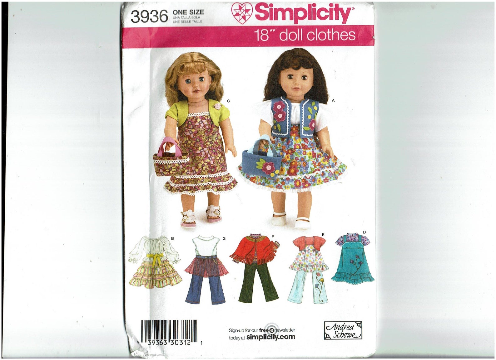 Simplicity 3936 Uncut OOP Sewing Pattern 18 Doll Clothes - Etsy