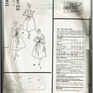 1950s Sewing Pattern Vogue 100 Dress Size 12 Ronald Paterson of England ...
