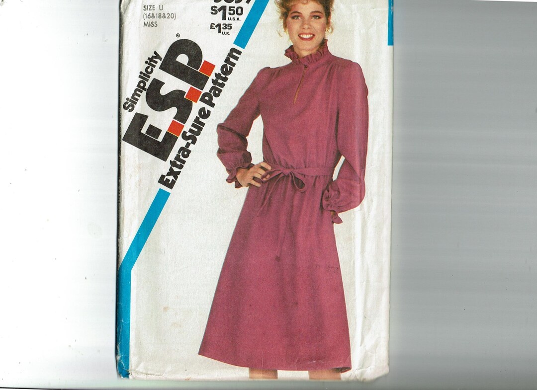 High Neck Pullover Dress 1980's UNCUT Sewing Pattern Sizes 16 18 20 ...
