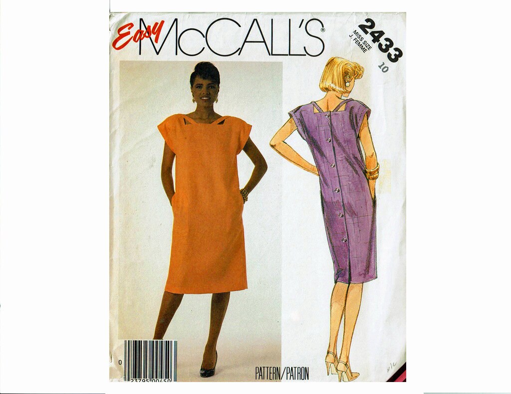 Easy 80s Straight Dress Size 10 Bust 32 1/2 Uncut 1980s Sewing Pattern ...