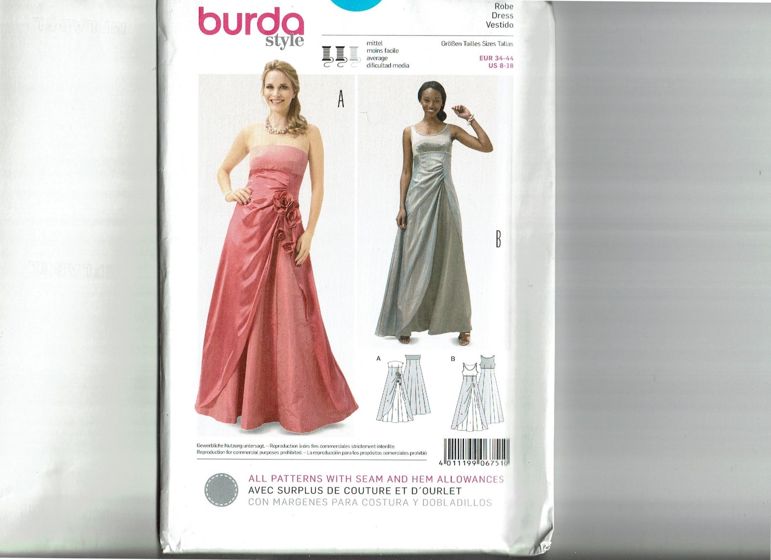 Burda Style Uncut Formal Dress Sewing Pattern Burda Stye 6751 | Etsy