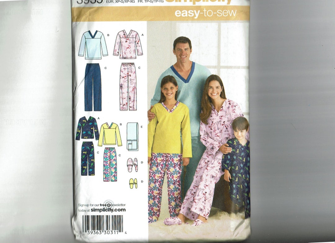 Uncut Simplicity 3935 Sewing Pattern Easy to Sew Family Pjs Child Teen ...