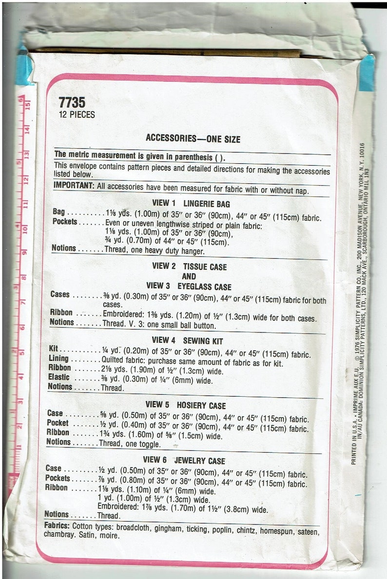 UNCUT Sewing Pattern Simplicity 7735 Accessories Handy Sew-ups - Etsy