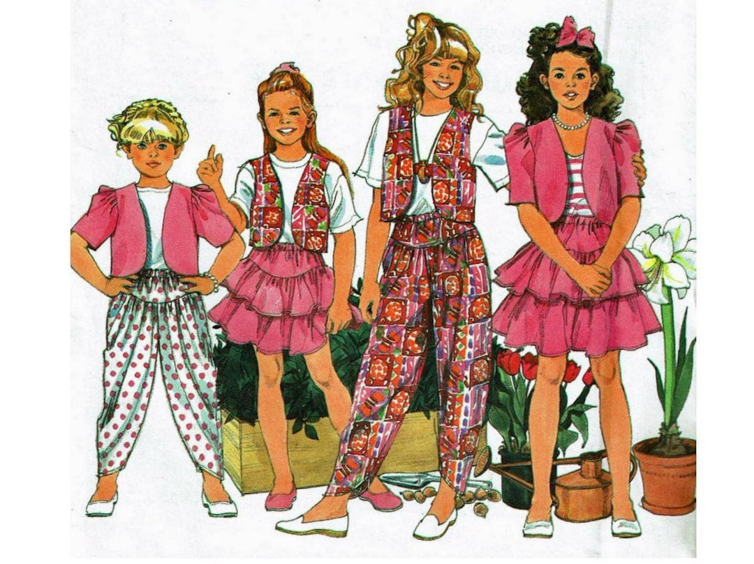 Girls Zouave Pants, Skirt and Jacket or Vest UNCUT Sewing Pattern Child ...