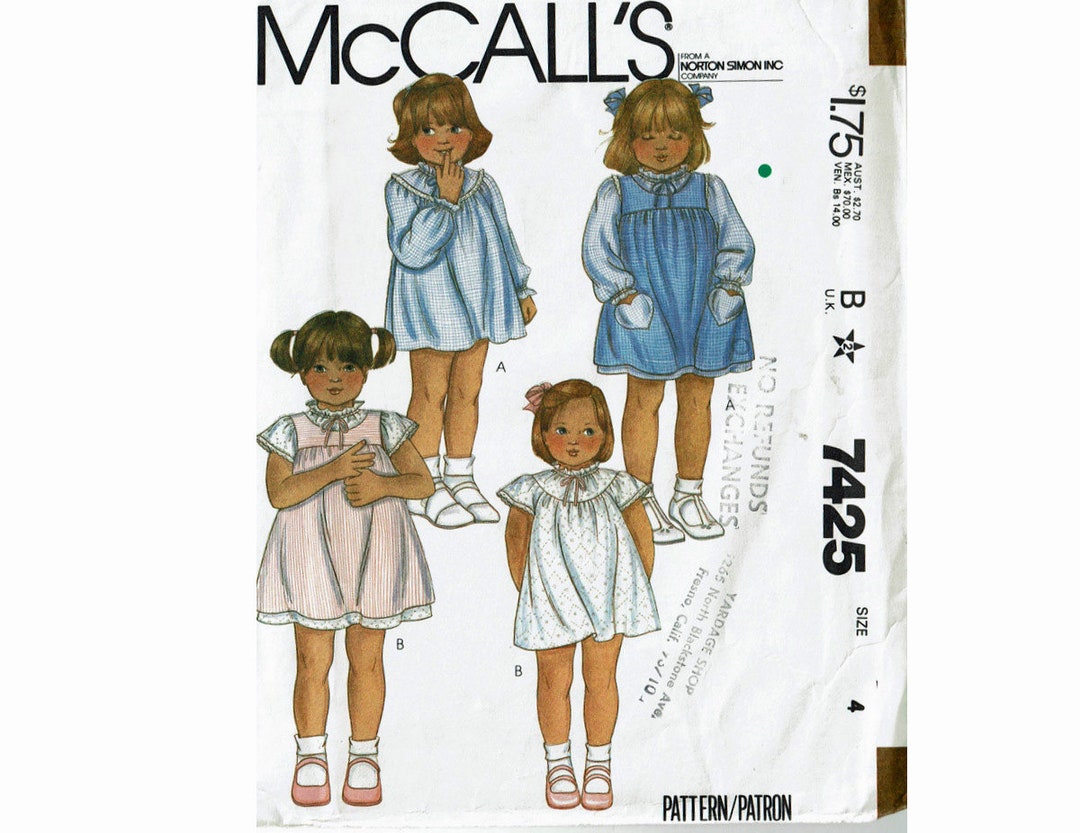 1980s Uncut Sewing Pattern Mccall's 7425 Size 4 Dress and Jumper - Etsy