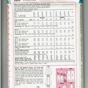 1970s Blouse Top, Skirt and Wide-leg Pants Simplicity 6854 Size 12 or ...