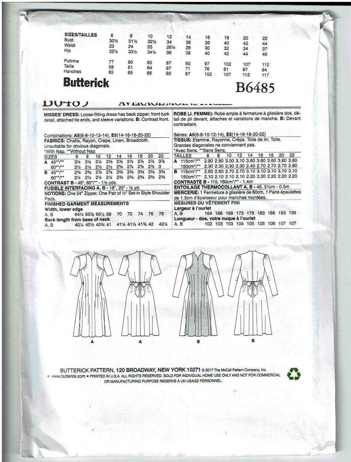 Butterick Retro Series 6485 1940s Inspired Sizes 6 8 10 12 14 - Etsy