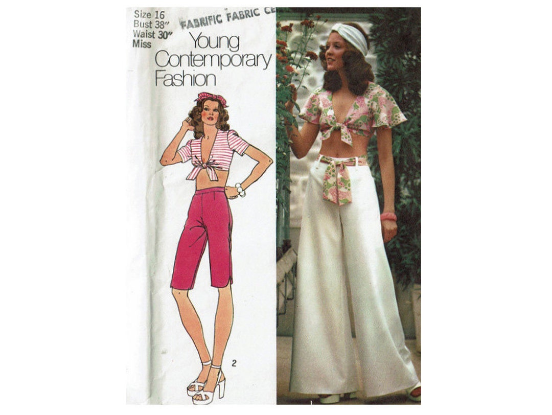 1970s Midriff Top Capri Pants and Wide Leg Palazzo Size 10 or Size 16 ...