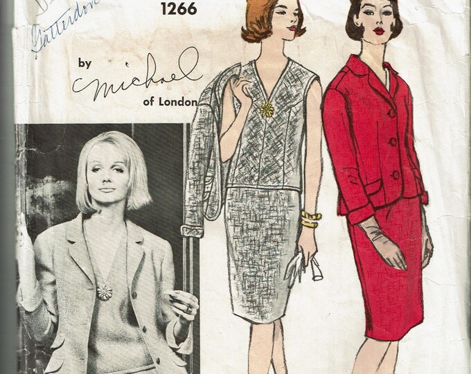 Vogue Couturier Design 1266 Michael of London Size 12 1960s 60s Mod ...