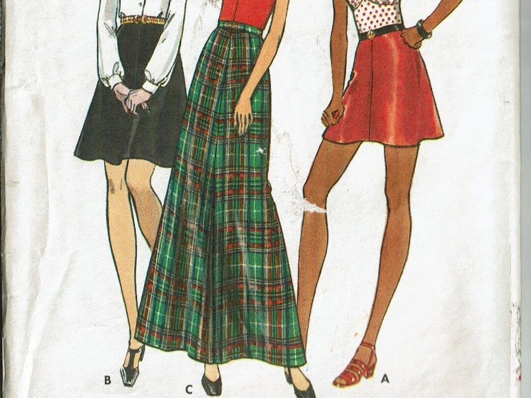 1970s Skirts UNCUT Sewing Pattern Size Waist 26 1/2 Skirt in 3 Lengths ...